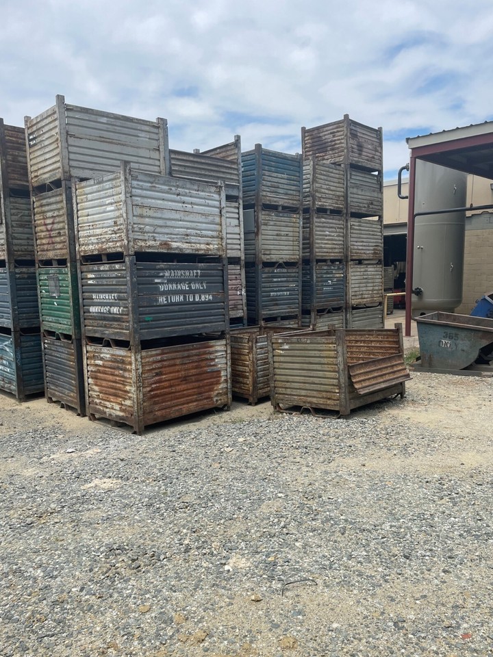Used Corrugated Steel Tote Box - Drop Gate - 42" X 53" X 29" | eBay