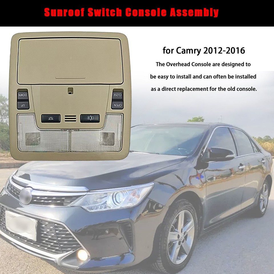 2012-2016 Toyota Camry Overhead Console with Sunroof Switches Storage Box