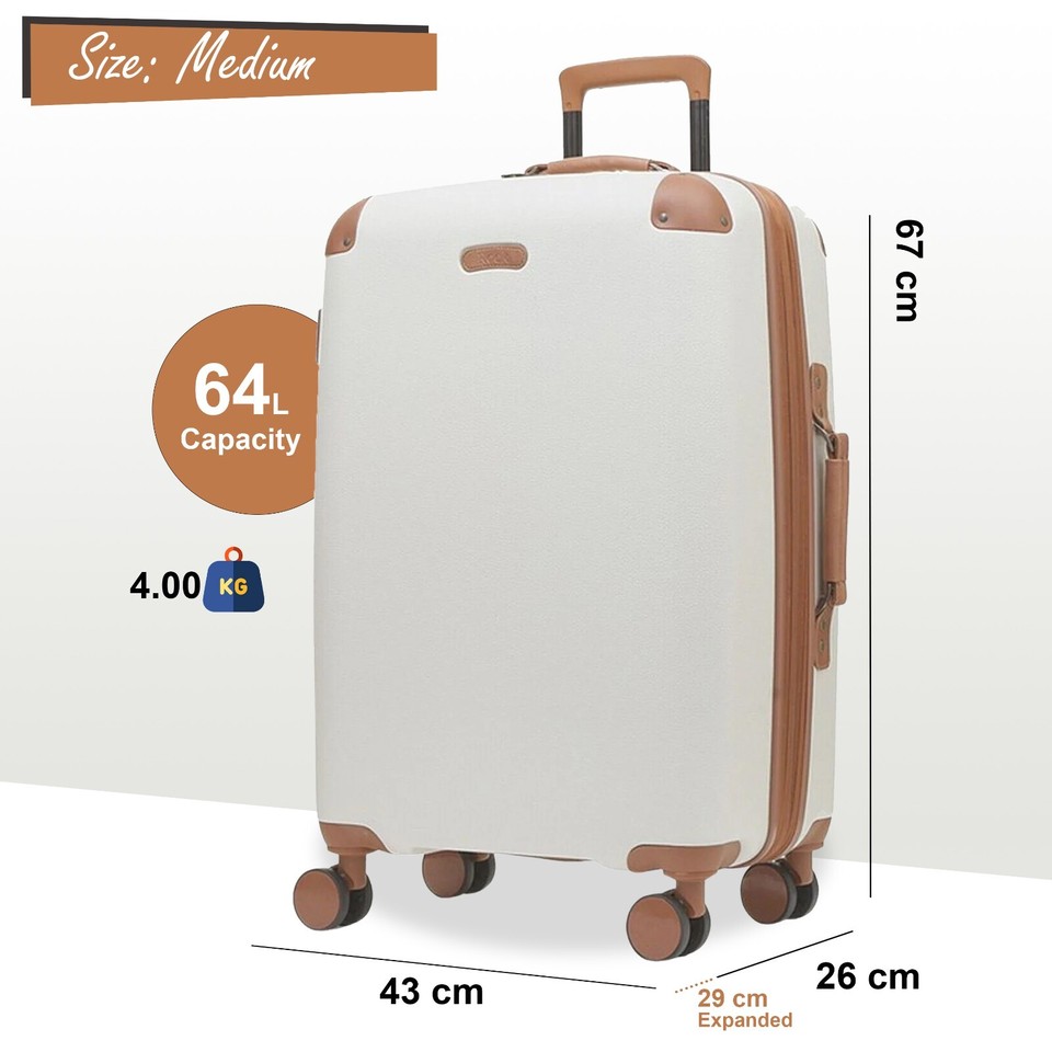 Hard Shell Classic Suitcase Set 4 Wheel Cabin Luggage Trolley Travel ...