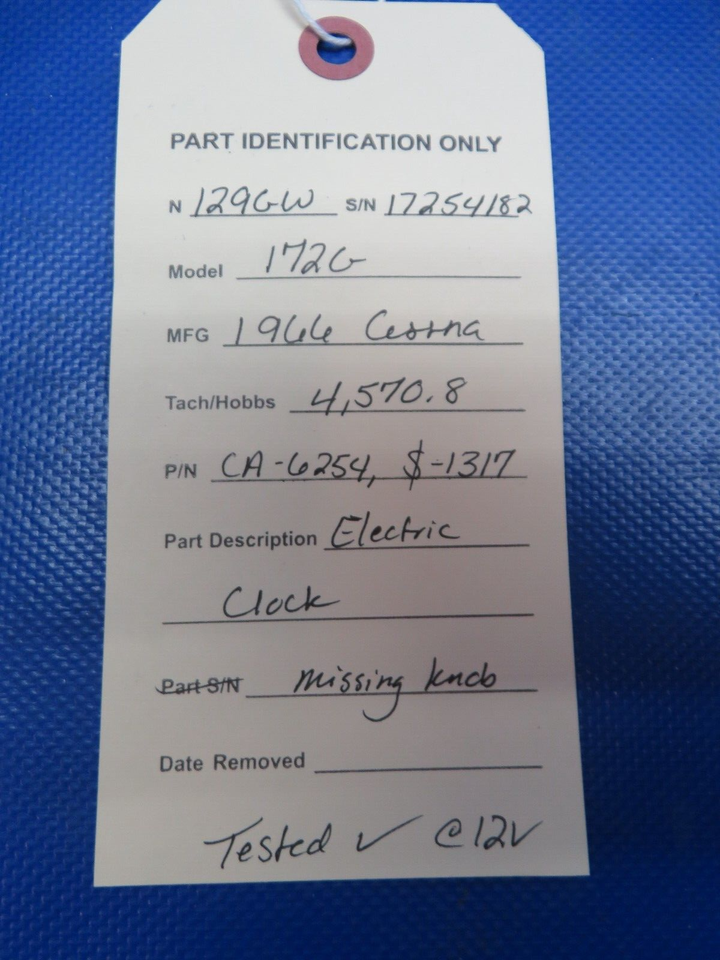Cessna 172 / 172G Electric Clock P/N CA-6254 TESTED (1124-158) | eBay