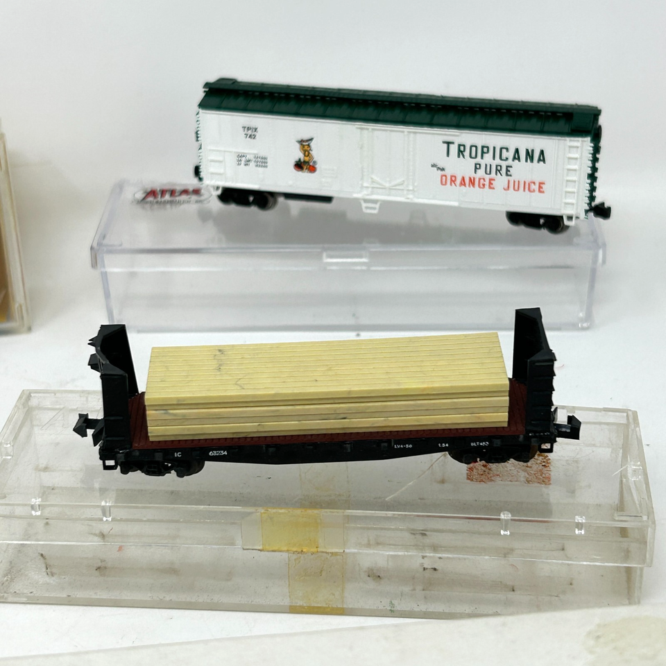 6 mixed freight trains LOT N Scale model Railroad texaco mobil cars ...