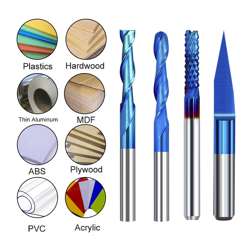 40Pcs End Mills CNC Router Bits Kit 1/8" Shank Cutter Milling Carving ...