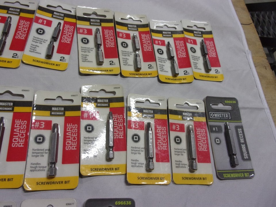 23 PACKS - NEW MASTER MECHANIC SQUARE DRIVER BITS (SEE PICS FOR INFO ...