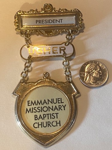Gold Tone President Usher Emmanuel Missionary Baptist Church pin back ...