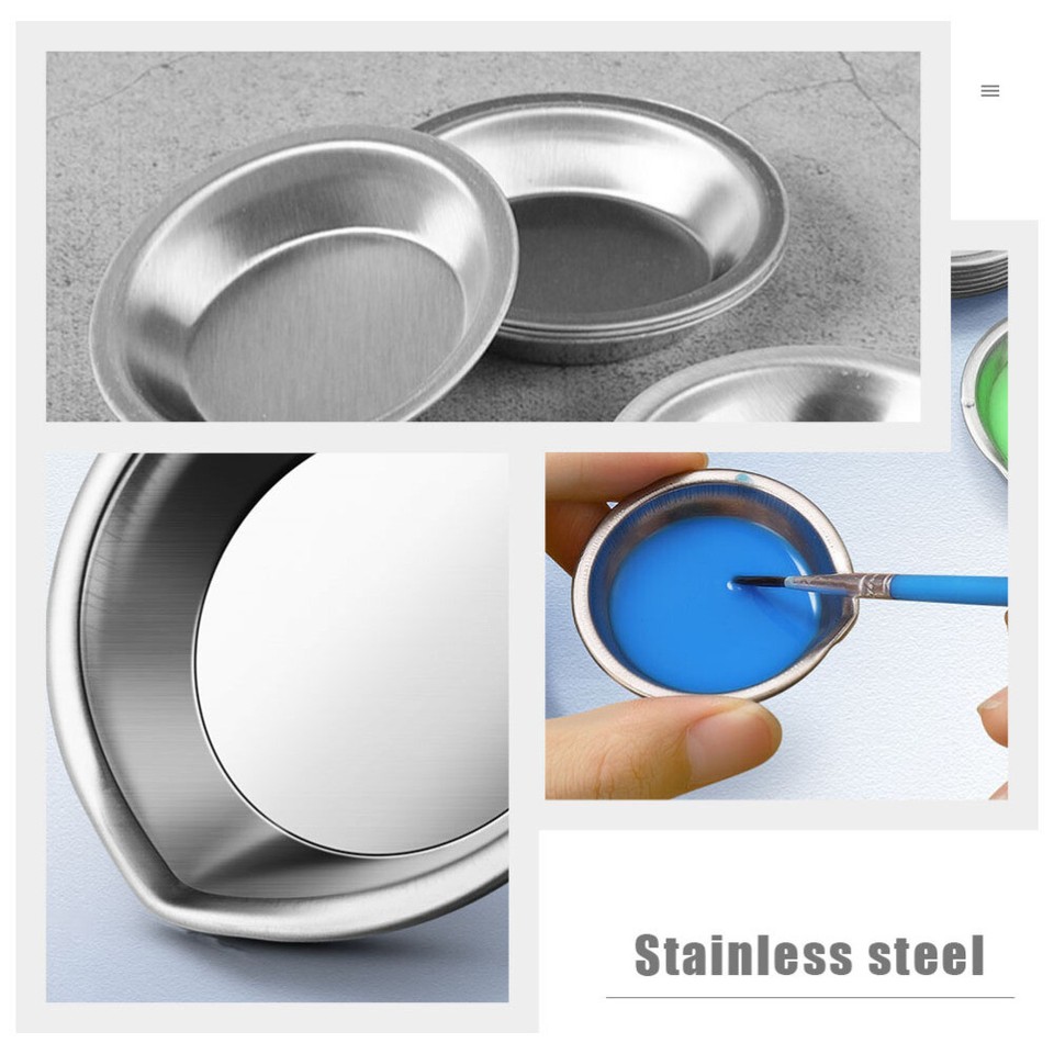 24Pcs Color Mixing Tray Stainless Steel Paint Pallets Metal Palette ...