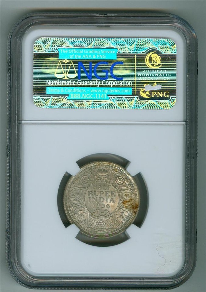 INDIA 1936(C) 1/2 RUPEE NGC MS-63 BU EX:SANJAY C. GANDHI | eBay