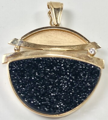 14K MODERNIST PATRICK MURPHY BLACK DRUSY DIAMOND PENDANT VINTAGE (C199B ...