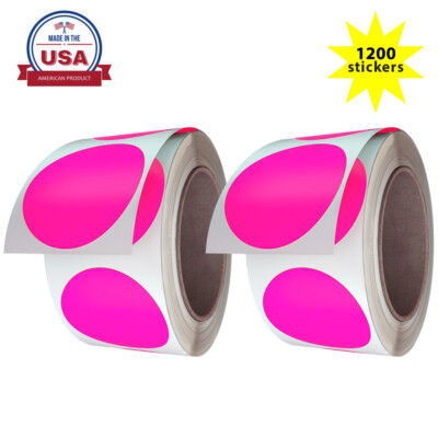 Round Stickers 2" (50mm) Large Neon Pink Color Coded Dot Labels 2 ...