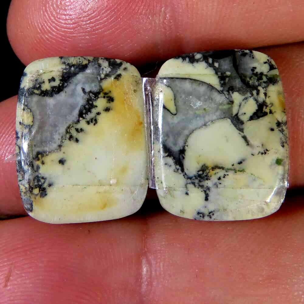 26.20Cts.100% Natural Maligano Jasper Cushion Pair Cab 15x18x4mm Rare ...
