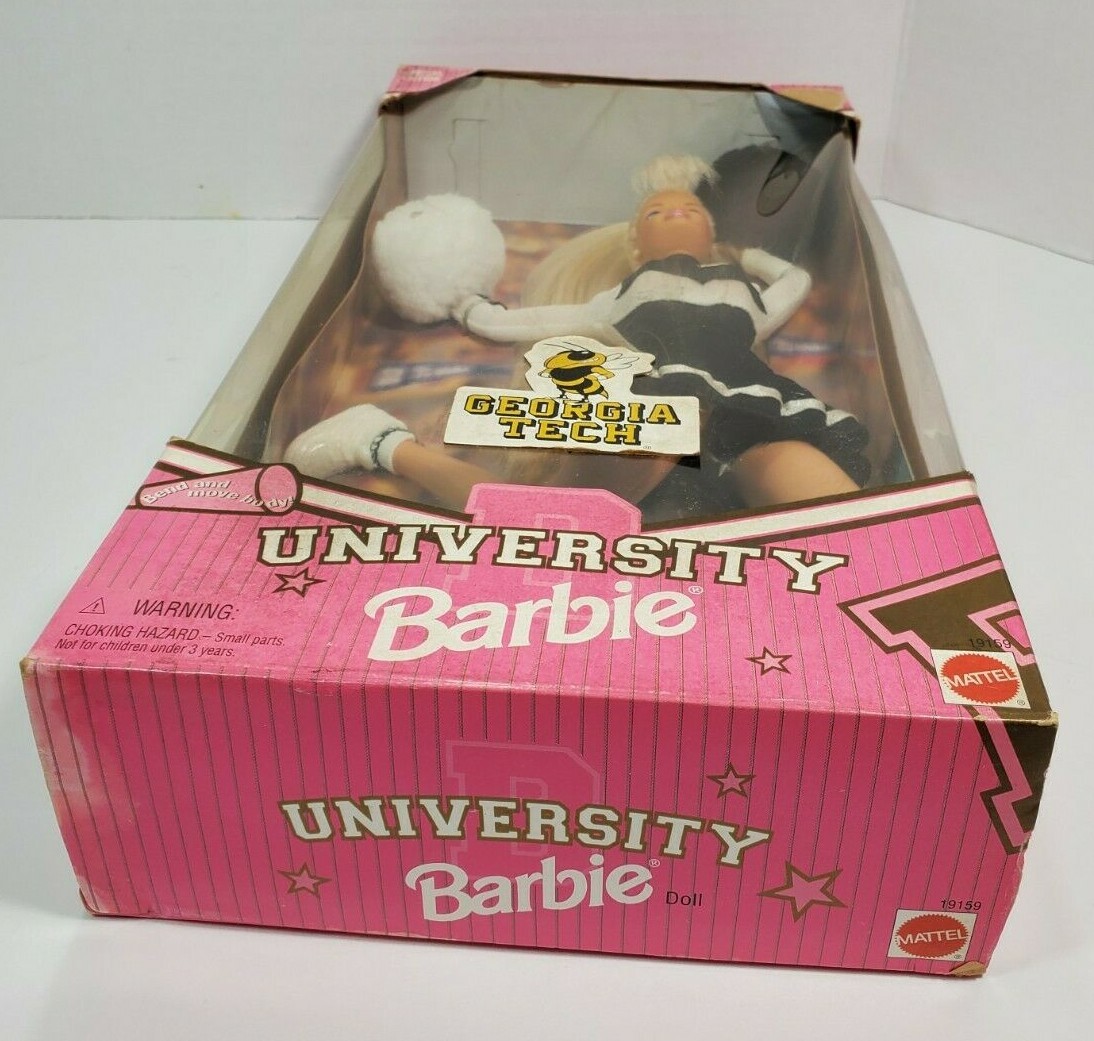 NEW 1996 University Barbie GERORGIA TECH Cheerleader Mattel #19159 ...