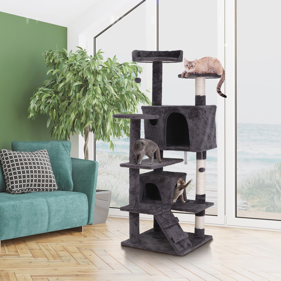 55" STURDY Cat Tree Tower Activity Center Large Playing House Condo For ...