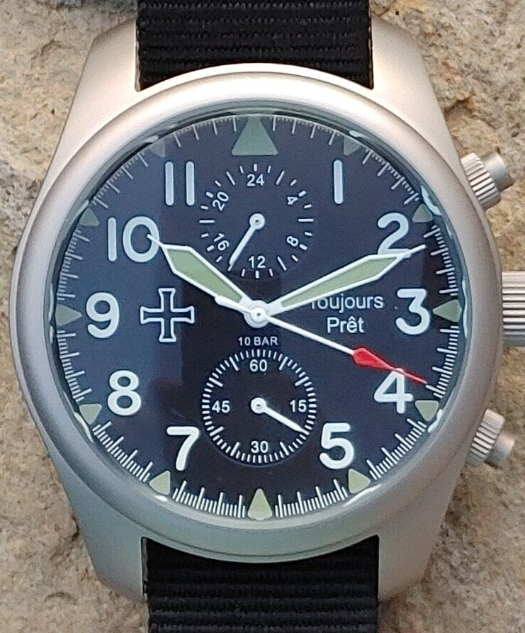 Toujours Pret GMT military field watch. Blasted stainless steel - domed ...