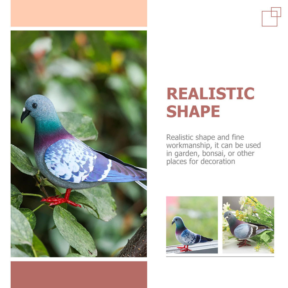 3 Pcs Foam + Artificial Pigeons Miniature Dove Statue Figurine | eBay