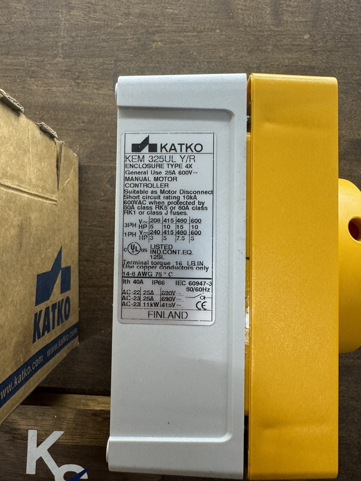 *NEW* KATKO KEM 325UL Y/R enclosed motor disconnect switch 3-pole 25A 600V | eBay