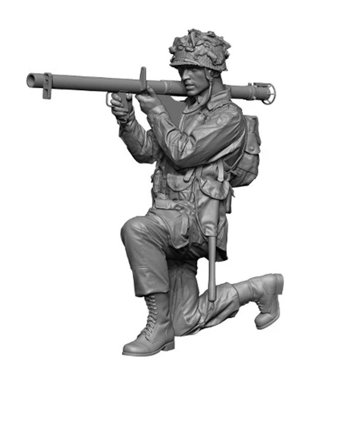 1/35 Resin Figure Model Kit US Soldier Rocket Launcher Paratrooper WW2 ...