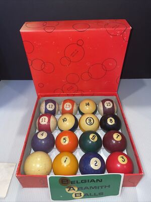Vintage Aramith 2 1/4” Pool Ball Set - Made In Belgium - Very Well Used ...