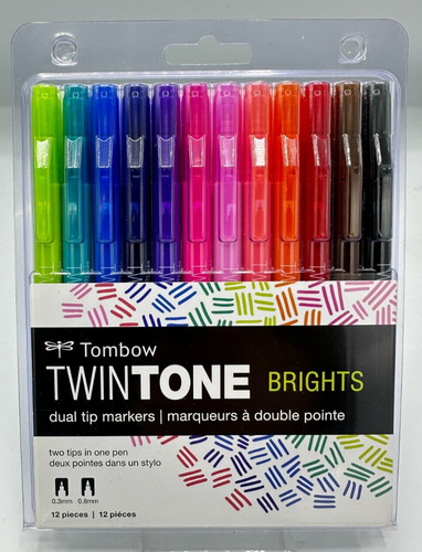 Tombow TwinTone Dual Tip 12 Marker Set BRIGHTS | eBay