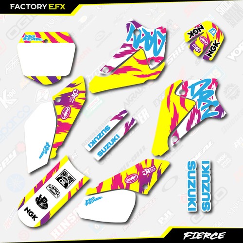 Retro Yellow Fierce Racing Graphics Sticker Kit fits Suzuki DRZ125 01 ...