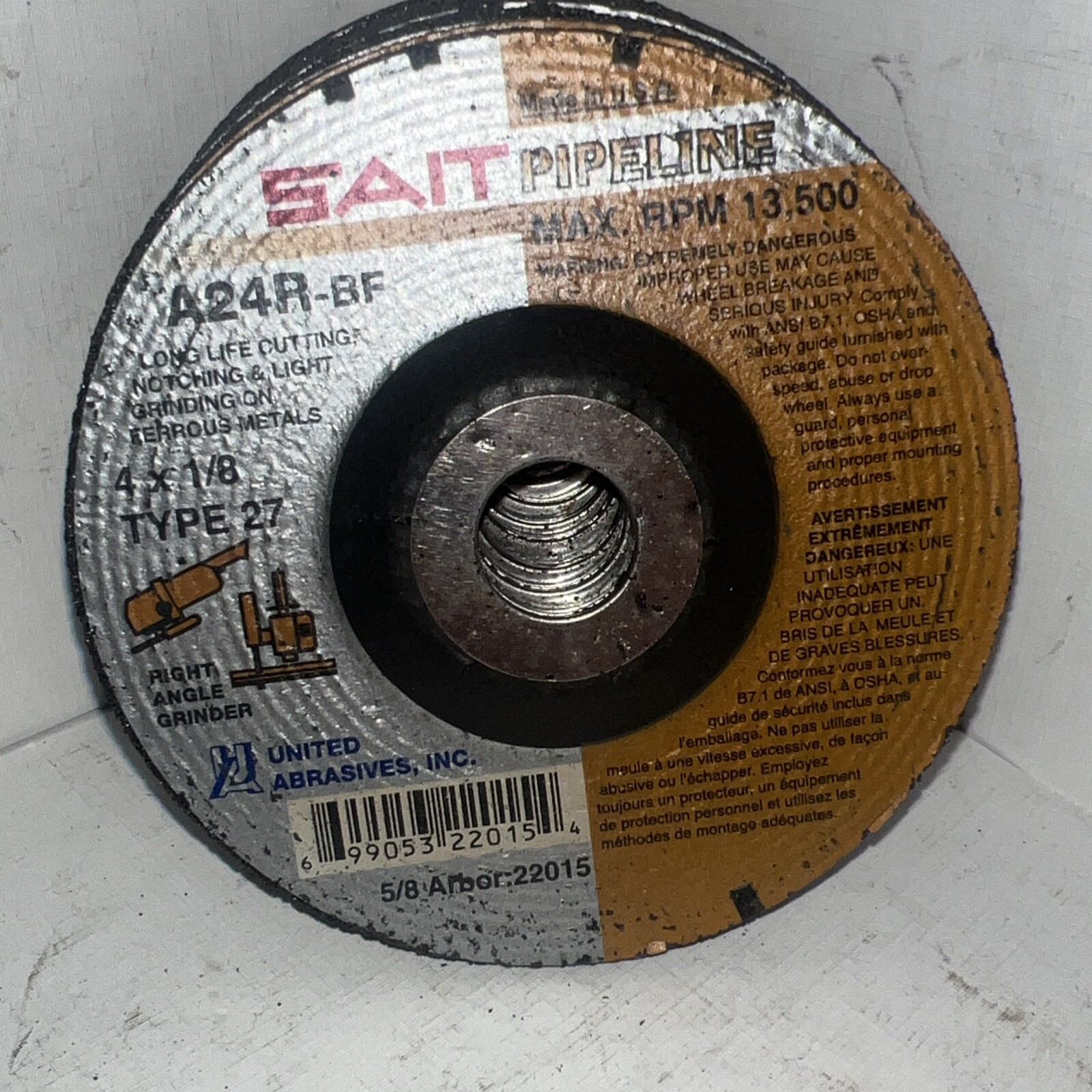 SAIT PIPELINE METAL Cutting/NOTCH Disc, 4”x 1/8”x 5/8" Max RPM13500 ...