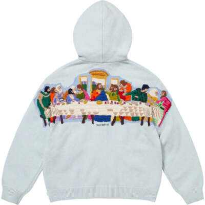 Supreme Last Supper Embroidered Zip Up Hooded Sweater Light Blue | eBay