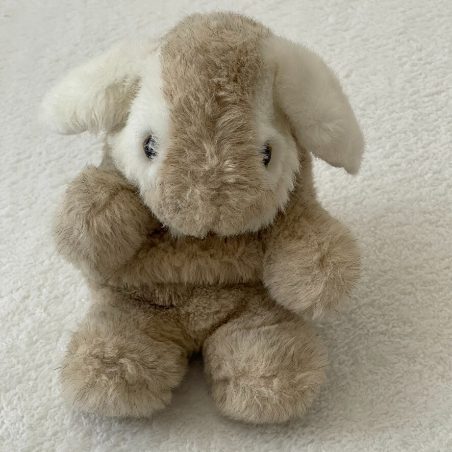 Vintage 1981 Gund Bunny Rabbit Plush Lovey Stuffed Animal Light Tan ...