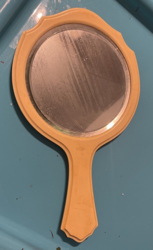 French Ivory Pyralin Du Barry Celluloid Vanity Beveled Hand Mirror 10.5 ...