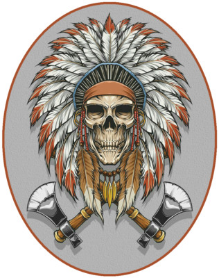 INDIAN HEADDRESS SKULL STICKER INDIAN SKULL INDIAN TOMAHAWK STICKER ...