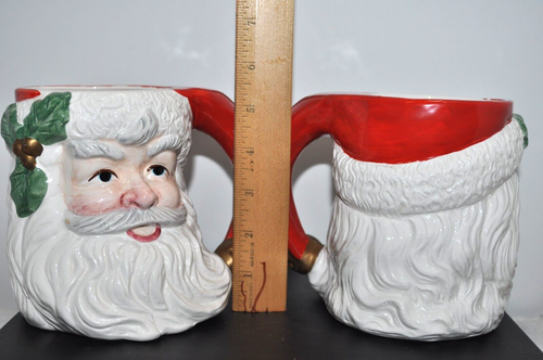 SET OF TWO FITZ & FLOYD OCI OMNIBUS LARGE 5 1/2" tall Santa Ceramic ...