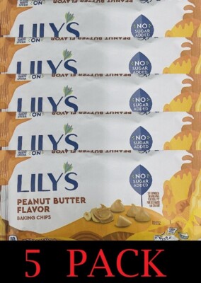 5x LILYS PEANUT BUTTER FLAVOR Baking Morsel Chips 9 oz Bag NO SUGAR ...