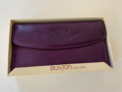 Buxton Vintage Leather Women’s Billfold Purple Wallet Sheepskin (new ...