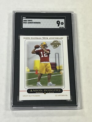 2005 Topps ROOKIE AARON RODGERS #431 RC! SGC 9 MINT GRADED! Packers QB ...