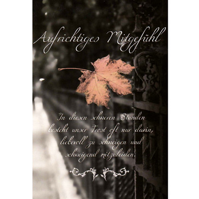 Trauerkarte Karte Beileid Beerdigung Tod Anteilnahme Kondolenz Spruch ...