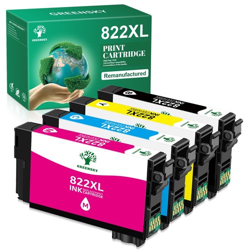 4PK 822XL T822XL Ink Cartridge For Epson WorkForce Pro WF-3820 WF-4833 ...
