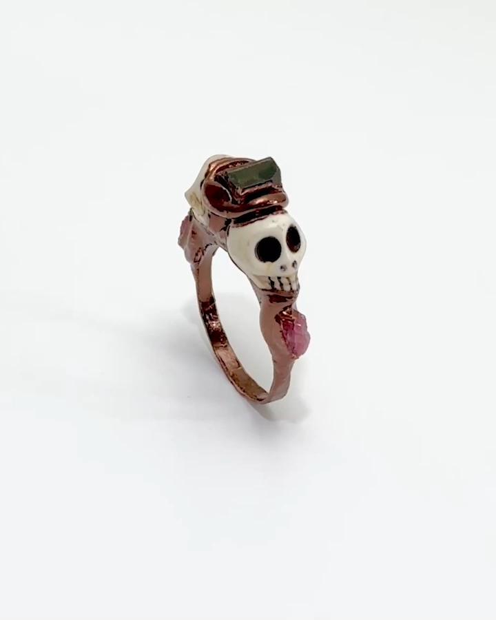 Natural Multi Tourmaline Gemstone Horror Skull Design Handmade ...