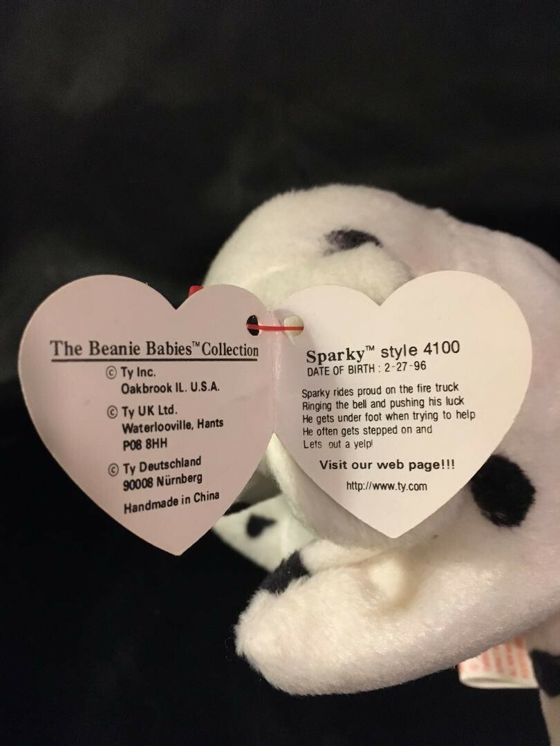*RARE* Ty Beanie Baby SPARKY Style 4100, DOB 2-27-96, NO Red Star on ...