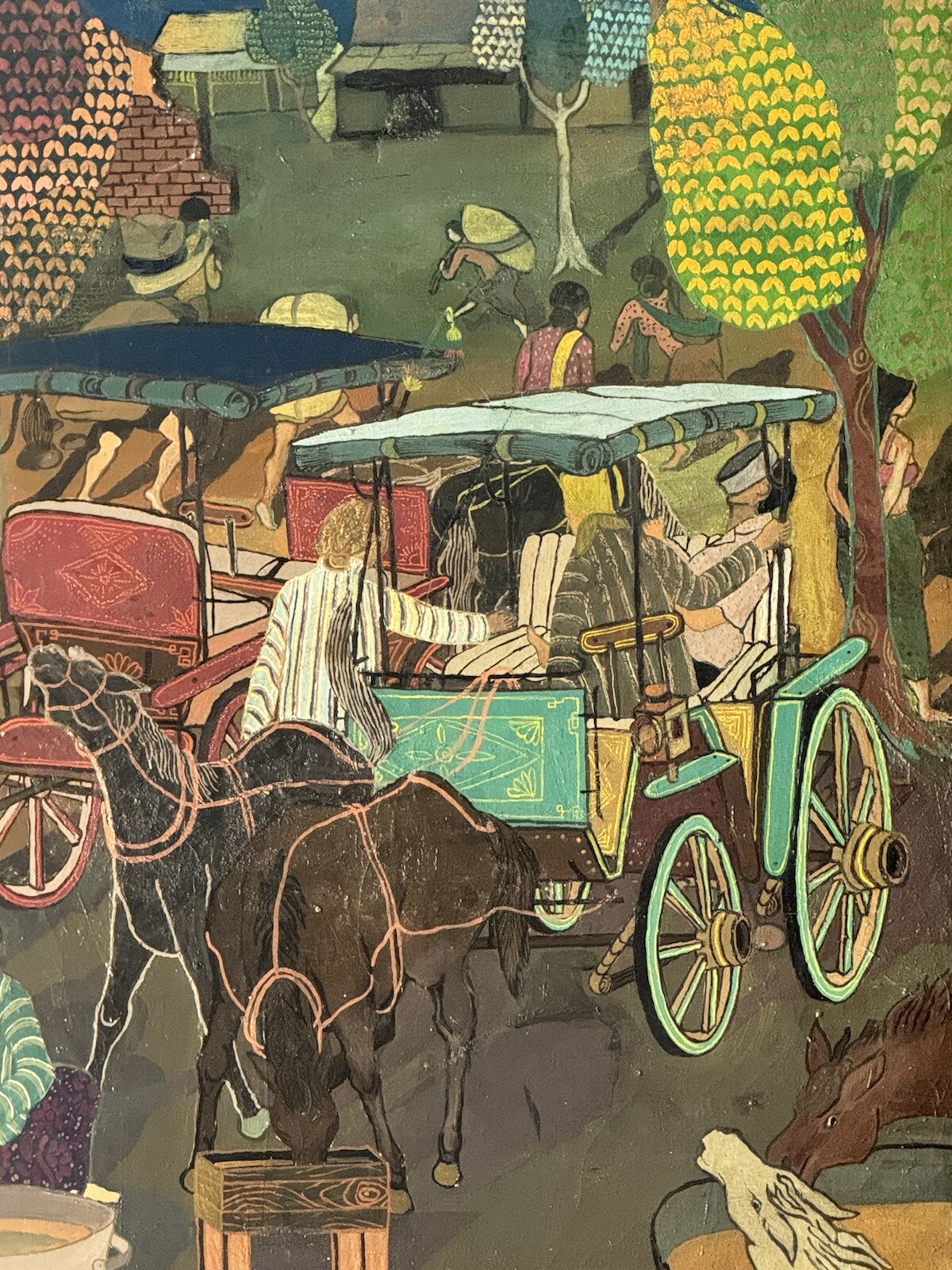 ANTIQUE MALAYSIA MODERN FOLK ART LANDSCAPE OIL PAINTING OLD ASIAN DATUK ...
