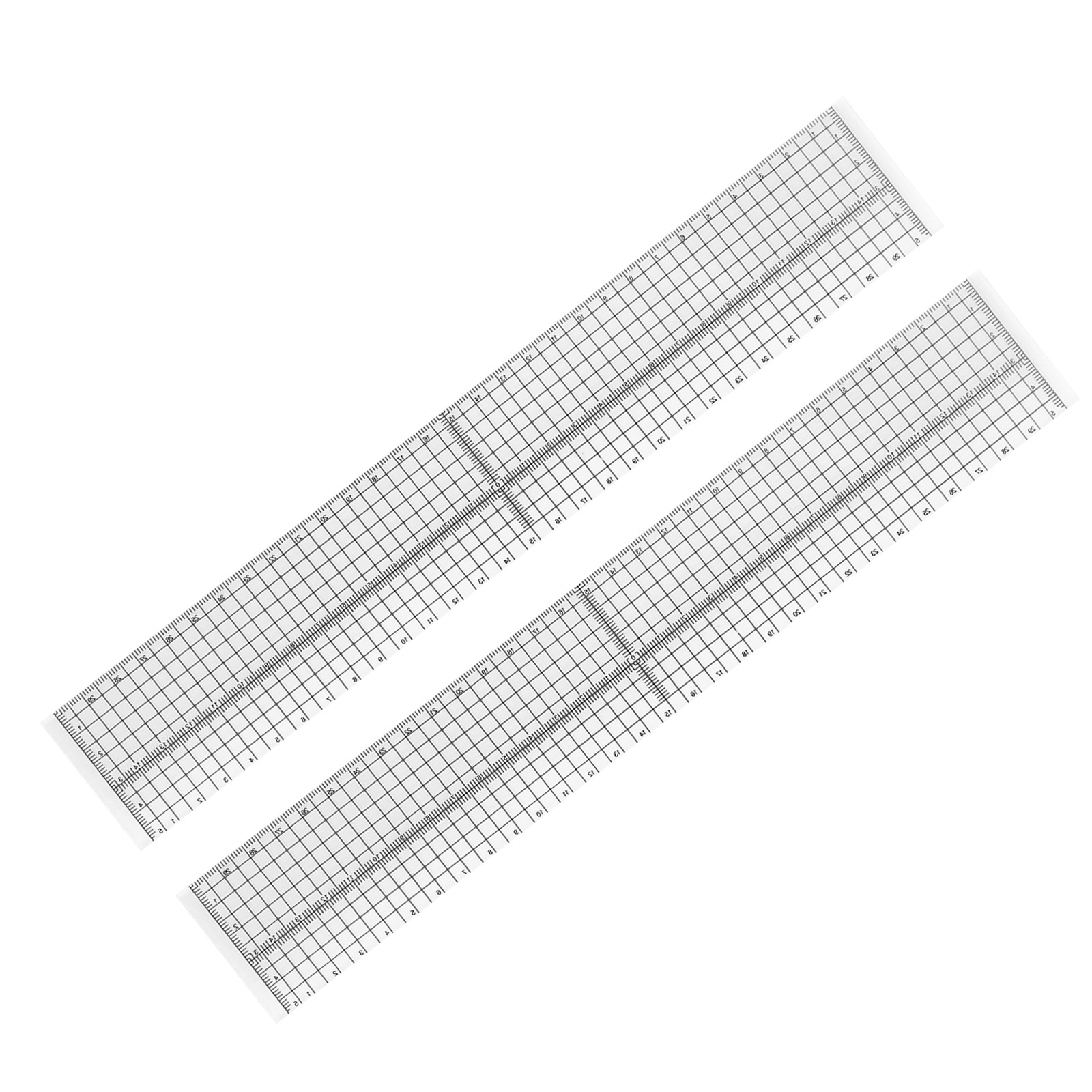 2 X Ruler Clear Scale Thick Quilting Sewing Graphic Design Deckle Edge ...