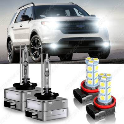 For Ford Explorer 2011-2015 Xenon HID/LED Headlight High/Low+Fog Light ...