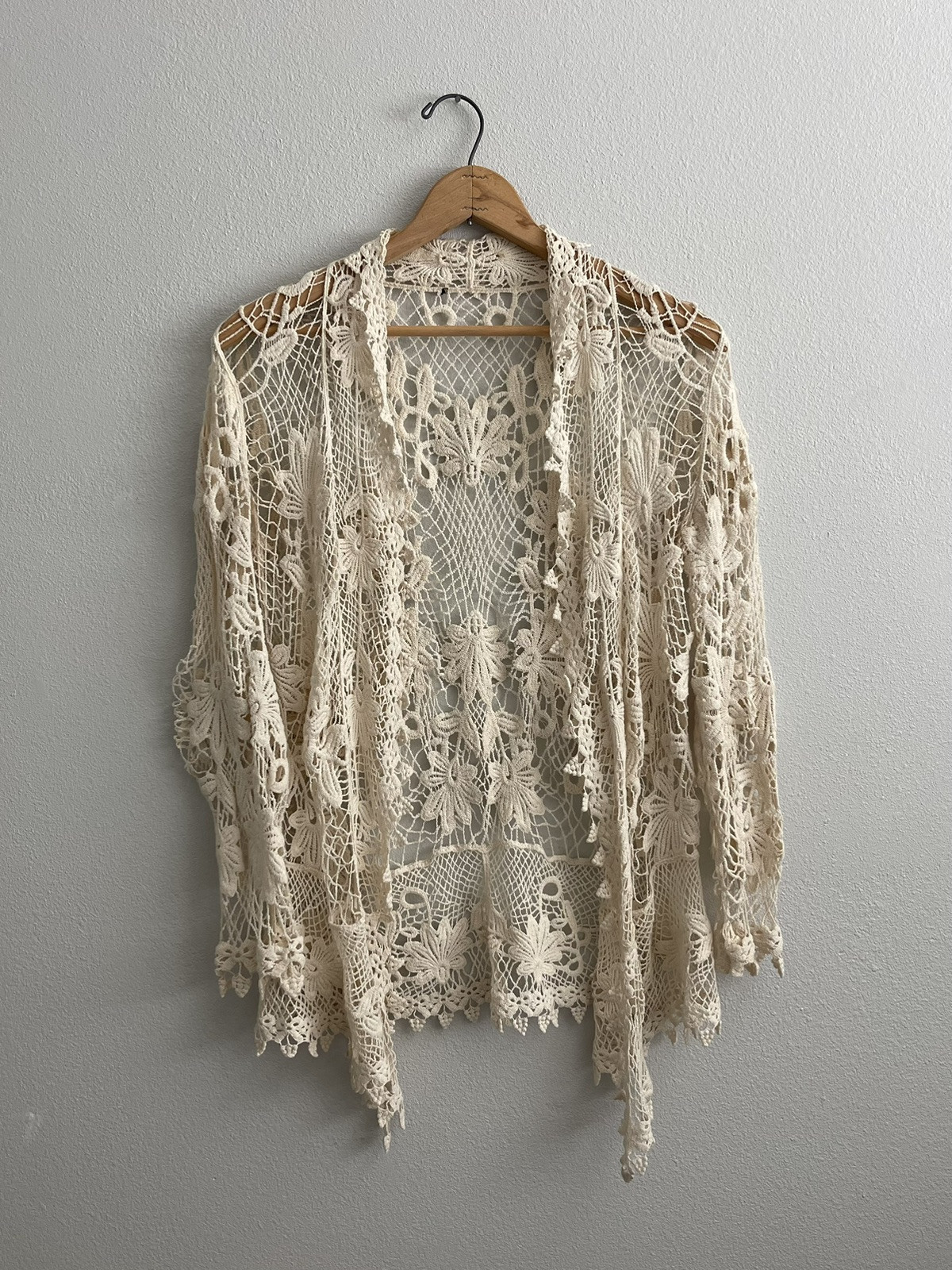 1970s 1980s lace top overshirt shrug coquette cottage… - Gem