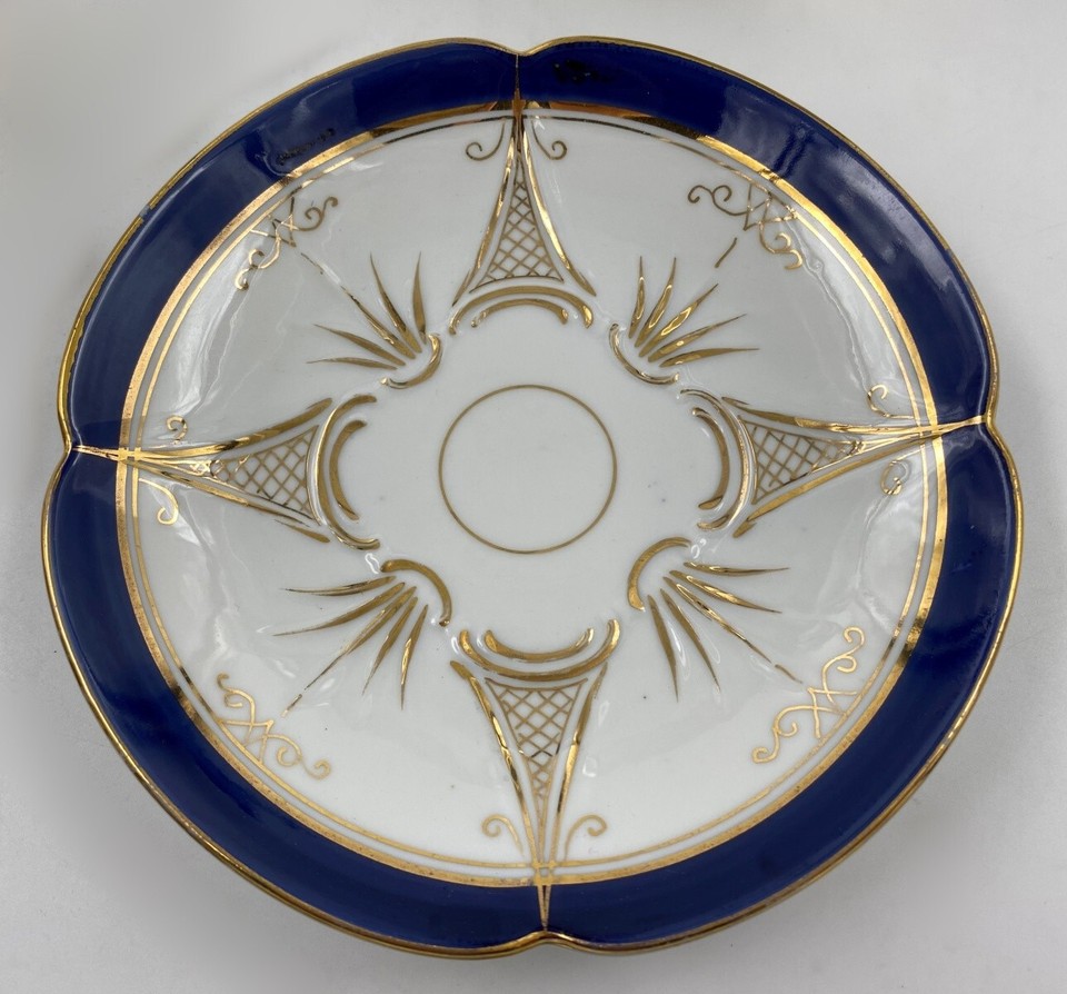 Beautiful Set of Two Cups & One Saucer Cobalt Blue Gold White Ornate ...