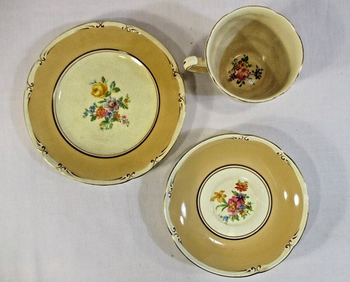 VINTAGE ADDERLEY WARE A1662 TRIO WITH FLOWERS TEA CUP SAUCER PLATE ...