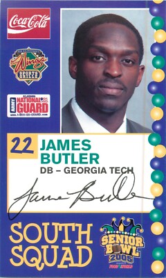 James Butler 2005 Senior Bowl Card Georgia Tech ROOKIE RC | eBay