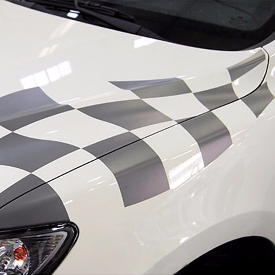 2 Checkered Flag fender decal racing rally vinyl sticker car truck ...