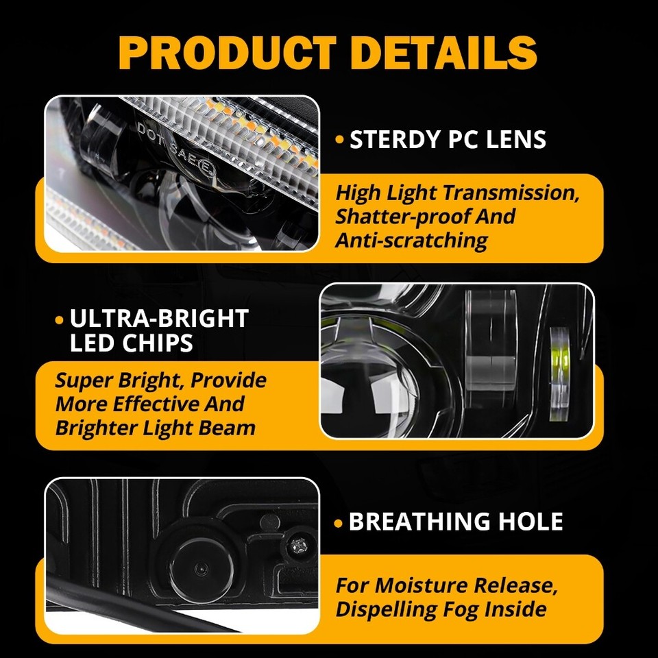 4PCS 4x6" inch LED Headlights Hi-Lo Beam H4 For Chevrolet Monte Carlo ...