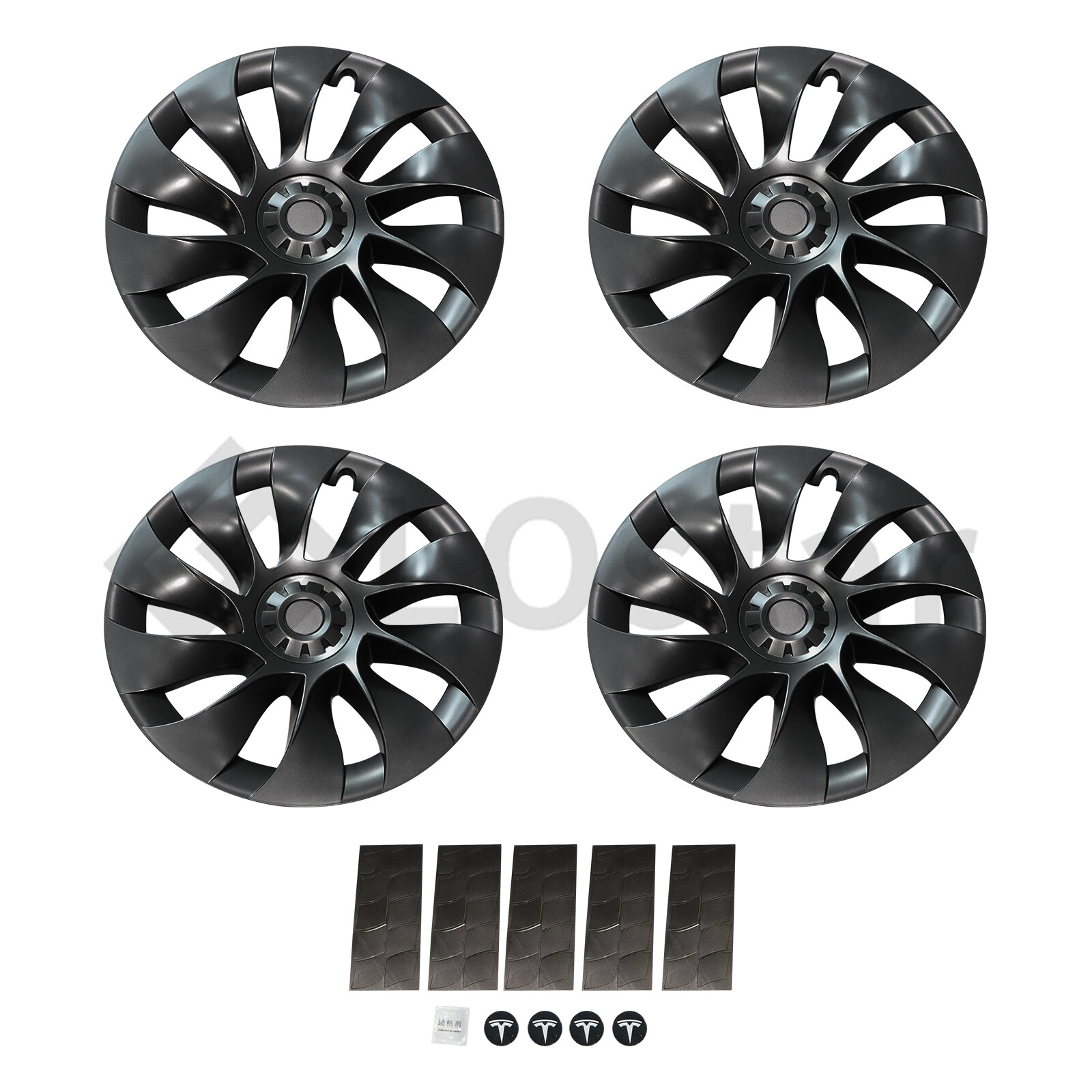 4PCS 20" Hubcaps Wheel Cap Rim Wheel Cover Trim Matte Black For Tesla ...