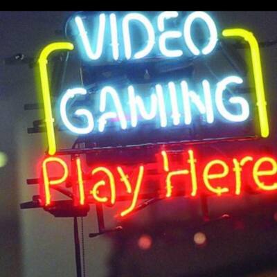 Video Gaming Play Here Neon Light Sign 20"x16" Lamp Glass Decor Wall ...
