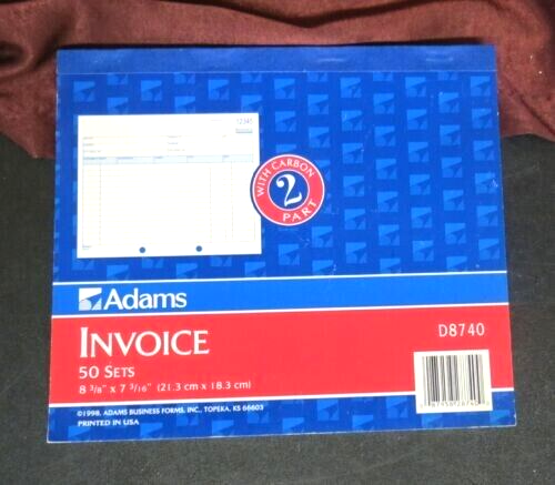 (NEW) Adams 2 Part w/Carbon INVOICE Forms 8 3/8" x 7 3/16" #D8740 FREE ...