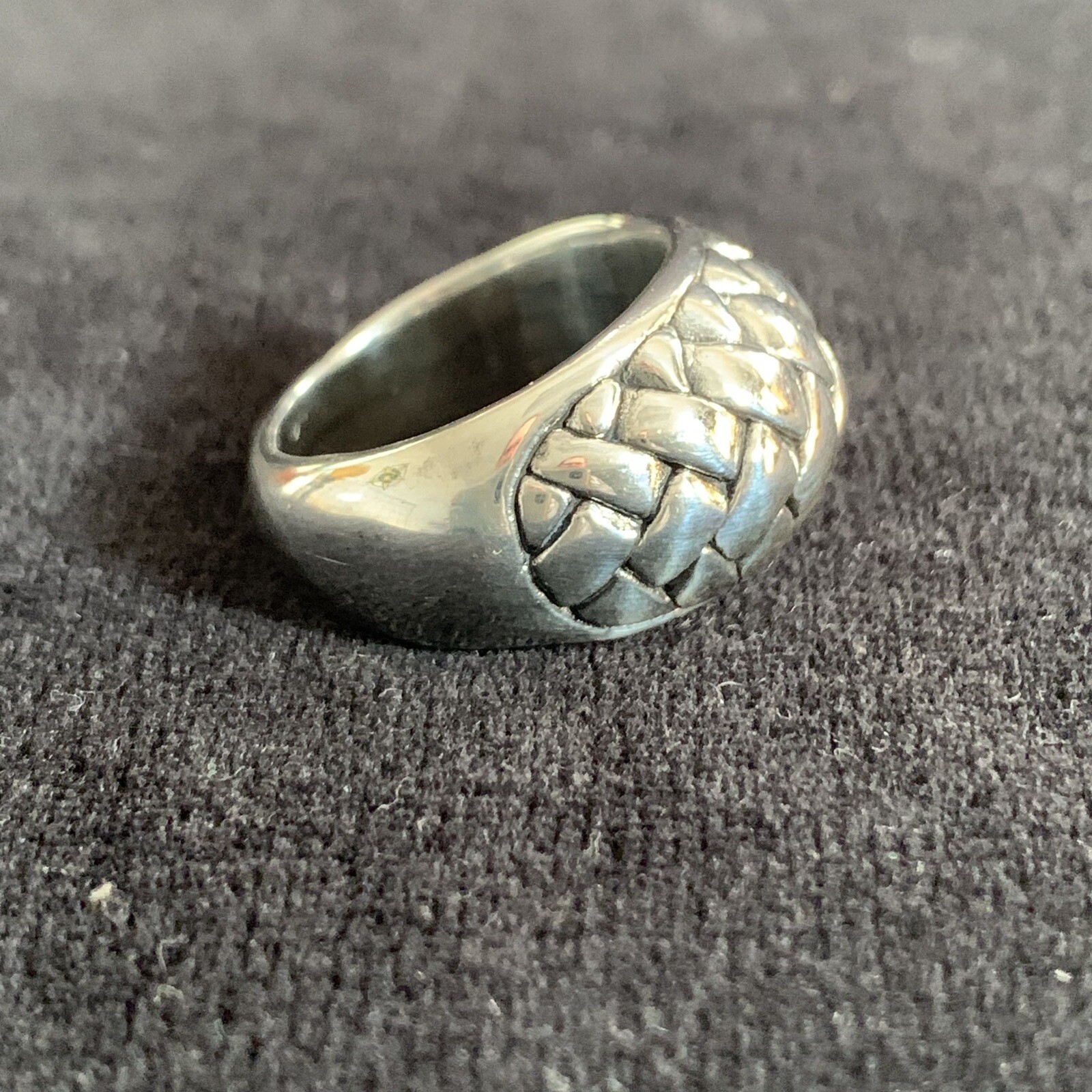 Basket Weave Dome 925 Sterling Silver Ring - Gem