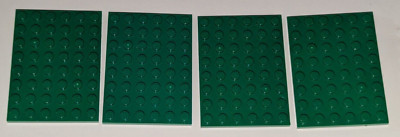 LEGO LOT OF 4 GREEN 6X8 6 X 8X6 PLATE FLAT FLATS PIECES PARTS BLOCKS ...