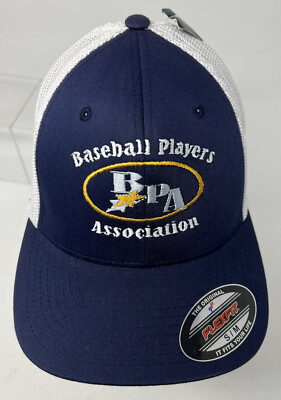 Baseball Players Association BPA Logo Blue/White Mesh Back Flex Fitted ...